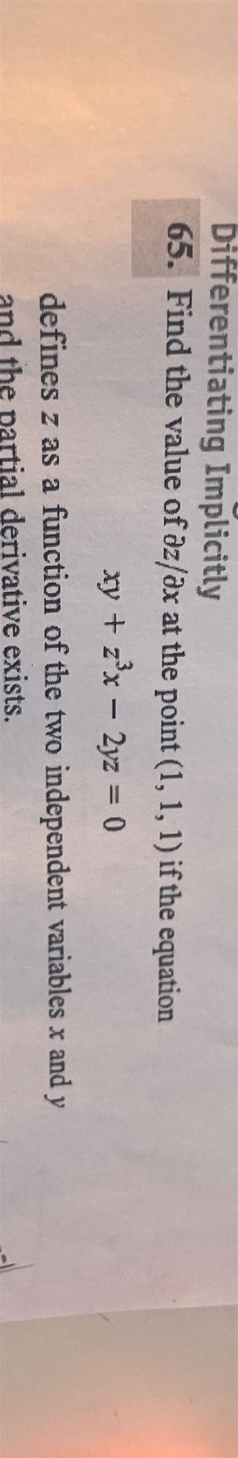 Solved Differentiating Implicitly65 ﻿find The Value Of