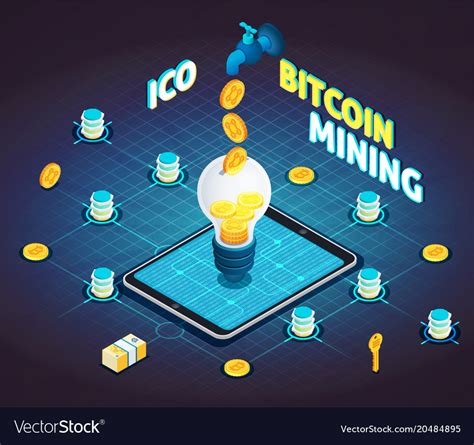 Block Chain Cryptocurrency Isometric Flowchart Vector Image