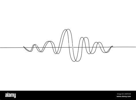 Single Continuous Line Drawing Black Sound Waves Music Audio Frequency Voice Line Waveform