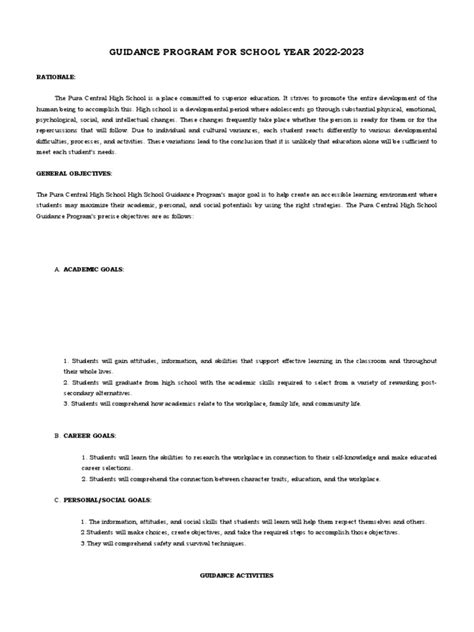 Guidance Program Pdf School Counselor Counseling Psychology