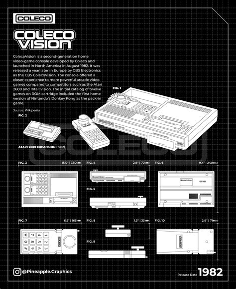 Coleco Vision Vector Illustration Inspired By Blueprint Patent Style Drawings R Colecovision