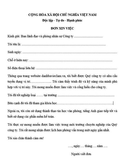 Tổng Hợp Mẫu Đơn Xin Việc File Word Chuẩn Nhất 2024 Gdo