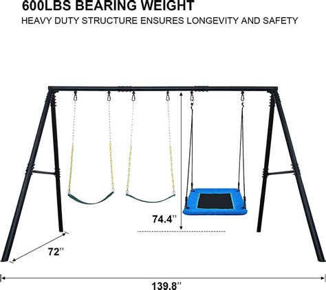 600lbs Heavy Duty Swing Set With 1 Platform Swing 2 Belt Swings A Fr
