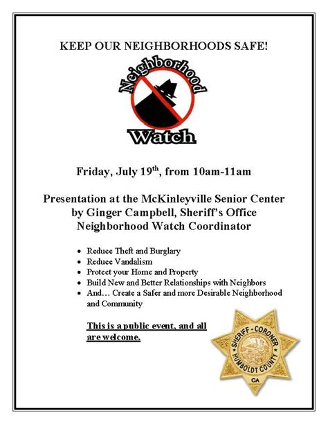 Neighborhood Watch Presentation By Humboldt County Sheriffs Office