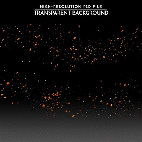 Premium Psd Fire Embers Particles Over Black Background