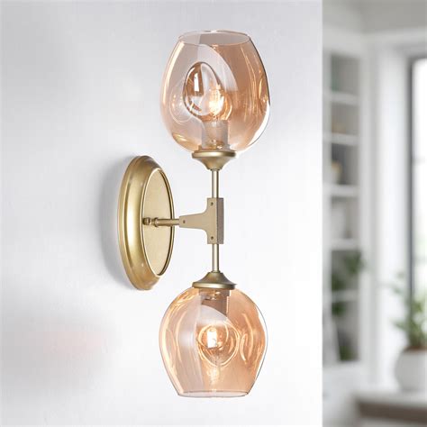 Wandlamp Goud Met Amber Glas Larissa LumenXL Nl