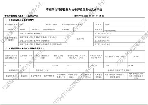 盐城工学院科研设施与仪器开放服务信息公示表 盐城工学院 实验室建设与设备管理处