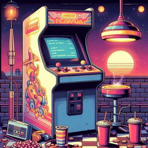 Premium Photo Retro Arcade Machine Gaming Illustration