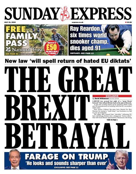 Sunday Express Front Page 21st Of July 2024 Tomorrows Papers Today