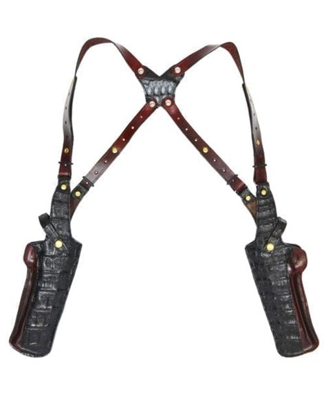 RL SH03 TA Trim Alligator Skin Dual Gun Shoulder Holster System Two Tones