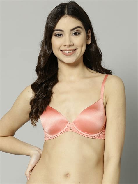 Buy Marks Spencer Peach Coloured Solid Underwired Lightly Padded T Shirt Bra T Bra For