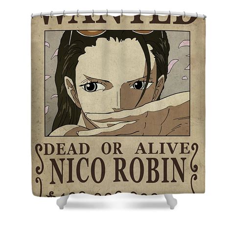 One Piece Wanted Poster Robin Shower Curtain Anime Shower Curtain Shop