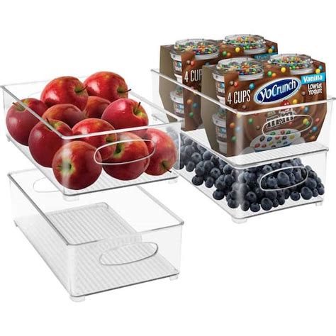 Sorbus 4 Pack Clear Plastic Storage Bins For Fridge And Pantry