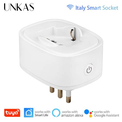 Unkas 투야 와이파이 스마트 플러그 이탈리아 소켓 16a 모니터 타이밍 기능 라이프 앱 제어 이탈리아 콘센트 알렉사 구글 홈 칠레 가족 지능 시스템