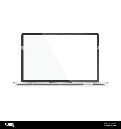 Realistic Laptop With Blank Screen Icon In Flat Style Computer Display