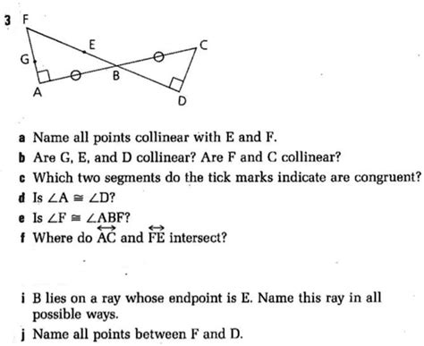 F E G B A D C A Name All Points Collinear With E And F B Are G E And D Collinear Are F And
