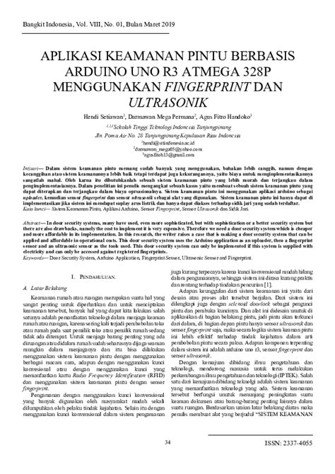 Pdf Aplikasi Keamanan Pintu Berbasis Arduino Uno R3 Atmega 328p