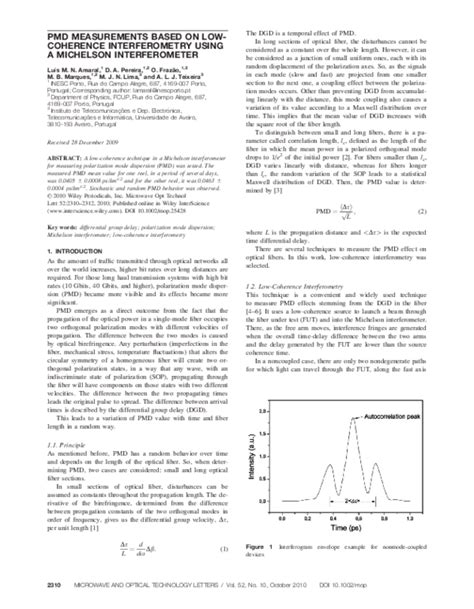 Pdf Pmd Measurements Based On Low Coherence Interferometry Using A