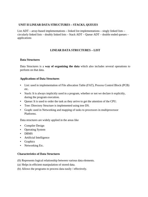 Cd3291 Data Structures Unit 2 Notes Pdf Computer Programming