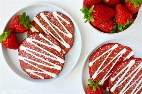Red Velvet Pancakes With Cream Cheese Glaze Just A Taste