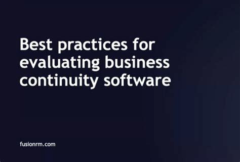 Best Practices For Evaluating Business Continuity Software Fusion