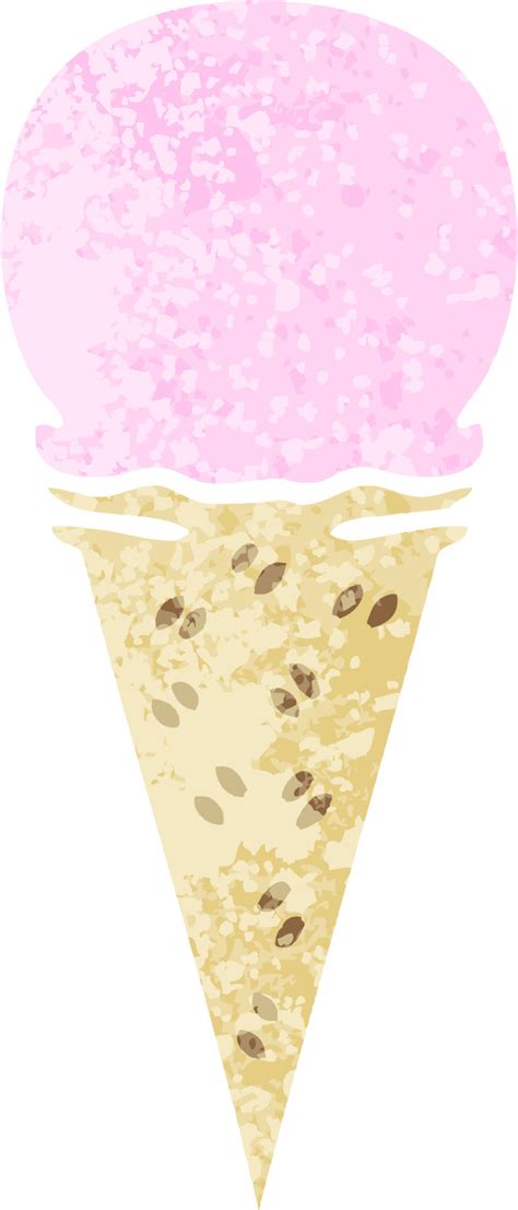 Quirky Retro Illustration Style Cartoon Strawberry Ice Cream Cone