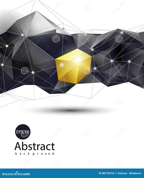 Abstract Triangles Space Low Poly Polygonal Background With Connecting Dots And Lines Vector