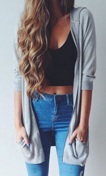 Blonde Crop Top Curly Fashion Jeans Long Hair Outfit Pretty