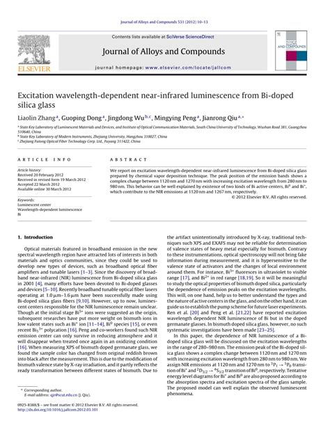 Pdf Excitation Wavelength Dependent Near Infrared Luminescence From