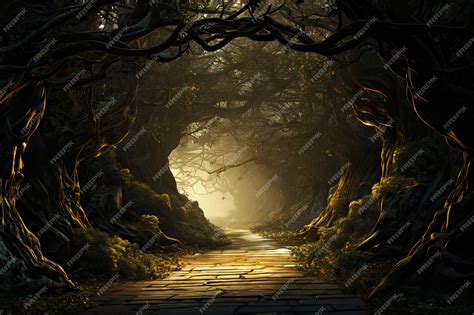 Premium Ai Image Tunnel Of Trees Road Curves Amidst Canopy Of Branches In Serene Natural Scene