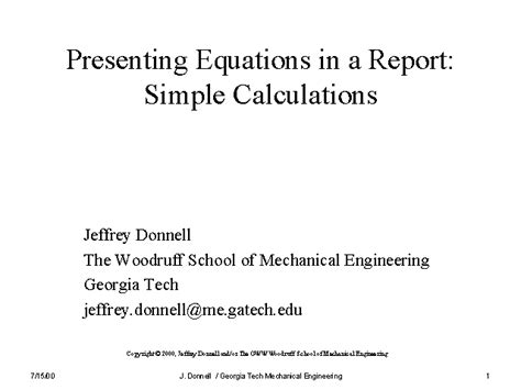 Presenting Equations In A Report
