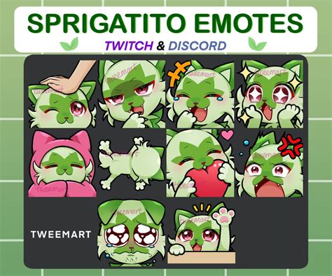 10 Sprigatito Emote Pack Pokemon Scarlet And Violet Twitch Discord