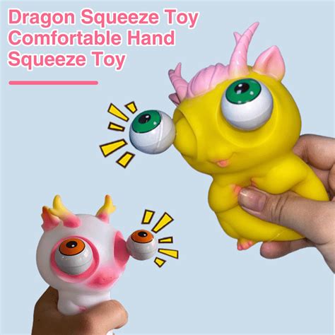 Kiskick Year Of 2024 Dragon Squeeze Toy Eye Popping Red Dragon Funny