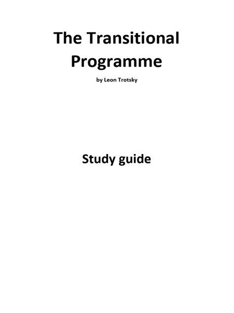 Transitional Programme Reading Guide Pdf Leon Trotsky Socialism