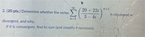 solved 2 20 pts determine whether the series