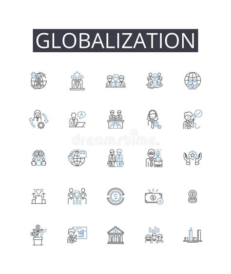 Globalization Line Icons Collection Urbanization Digitization
