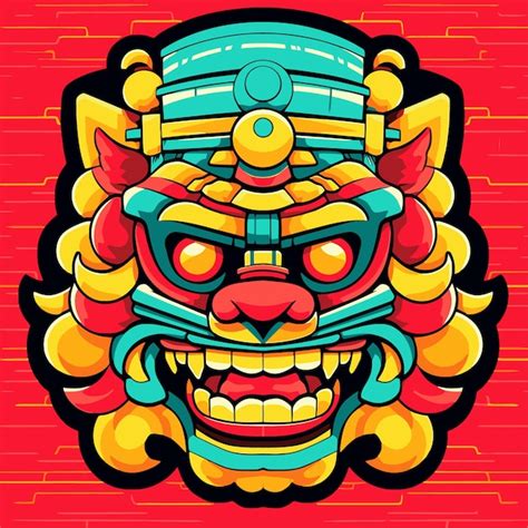 Premium Vector Lion Dance Head Design