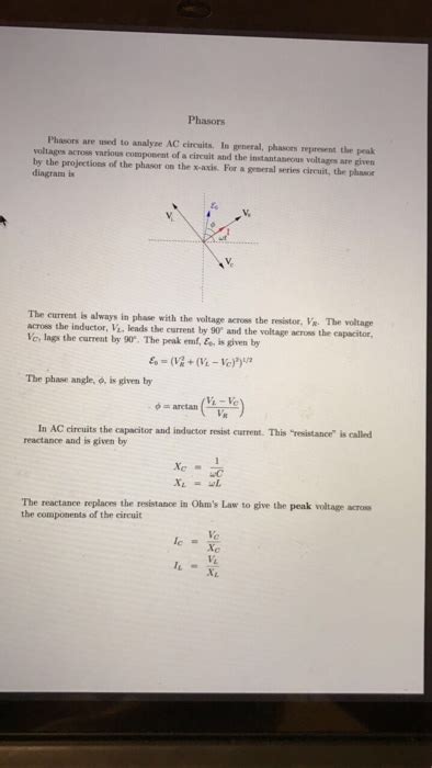 Solved Phasors Phasors Are Used To Analyze AC Circuits In Chegg