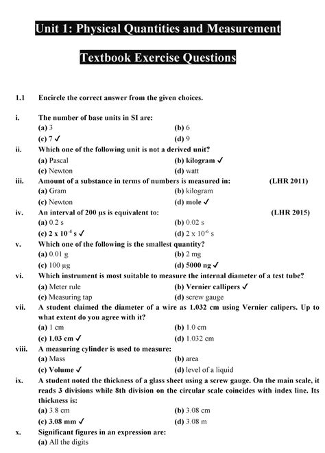 SOLUTION 9th Class Physics Chapter 1 Physical Quantities And