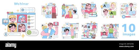 Webinar Set Engaging Online Education Scenes With Diverse Participants