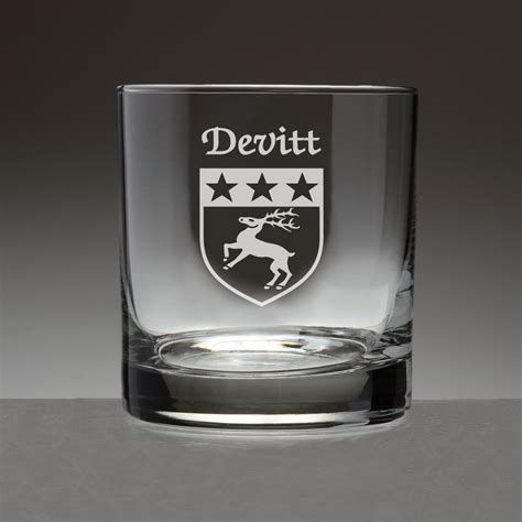 Devitt Irish Coat Of Arms Tumbler Glasses Set Of 4 Sand Etched