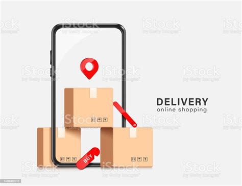 택배 상자 또는 판지 상자가 쌓여 스마트 폰 앞에 배치됩니다 세일에 대한 스톡 벡터 아트 및 기타 이미지 세일 부서지기 쉬움 카드보드 Istock