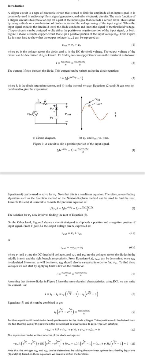 Solved Introductiona Clipper Circuit Is A Type Of Electronic
