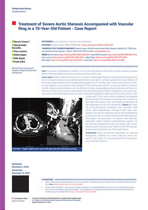 Pdf Treatment Of Severe Aortic Stenosis Accompanied With Vascular