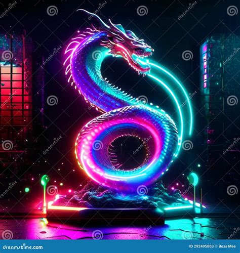 Dragon In Neon Light 3d Rendering 3d Illustration Stock Illustration