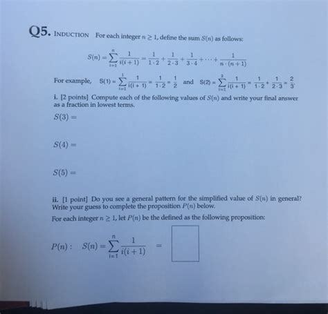 Solved 5 Induction For Each Integer N 2 1 Define The Sum