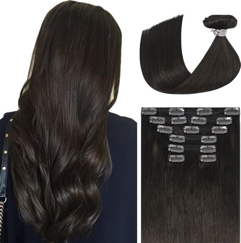 8pcs Dark Brown Clip In Hair Extensions Real Human Hair