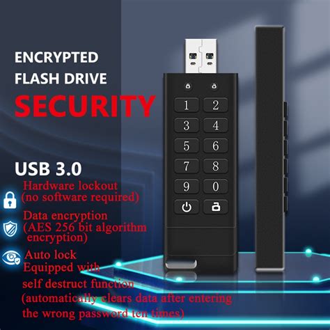 Secure USB Drive 32GB Encrypted Flash Hardware Password With