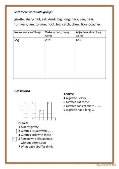 Giraffes English ESL Worksheets Pdf Doc