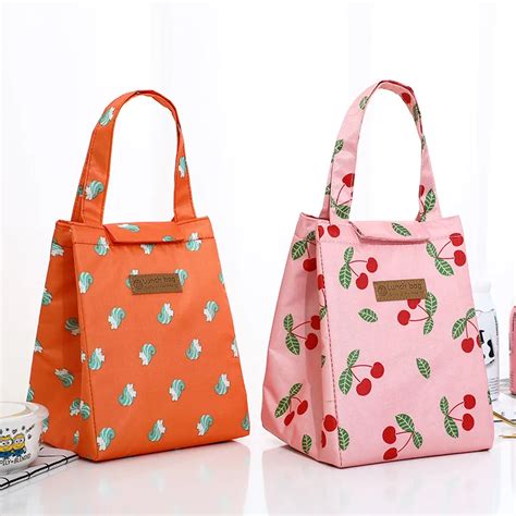 단열 야외 도시락 피크닉 가방 방수 토트 백 만화 도시락 가방 휴대용 도시락 도시락 파우치 Aliexpress